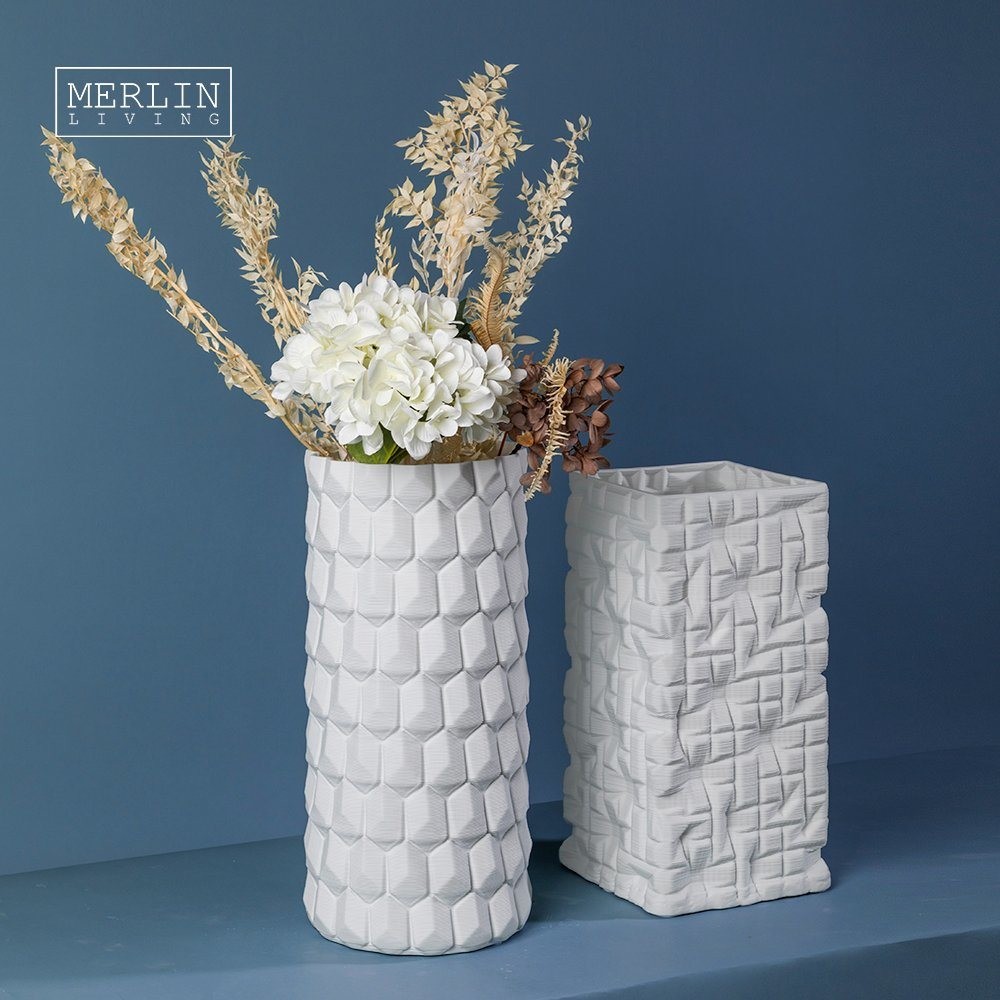 Buy Merlin Living 3d Printing White Decorative Vase Bee Mesh Pattern ...