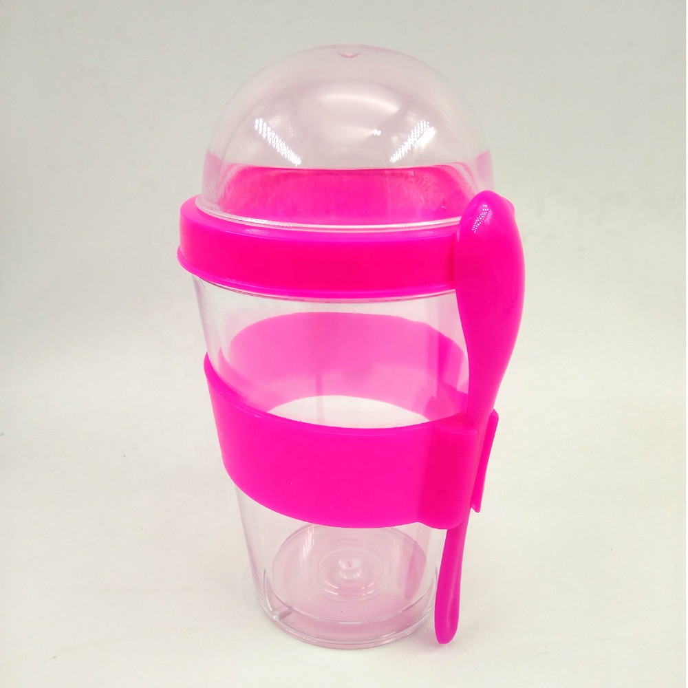 Buy Plastic Breakfast Cereal Yogurt Cup With Spoon Dome Lid from Ningbo ...
