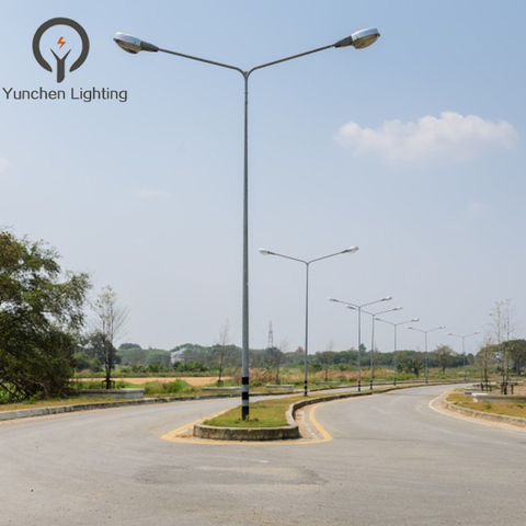 Buy Q235b Galvanized Single Or Double Arm Street Lamp Pole Lamp Post ...