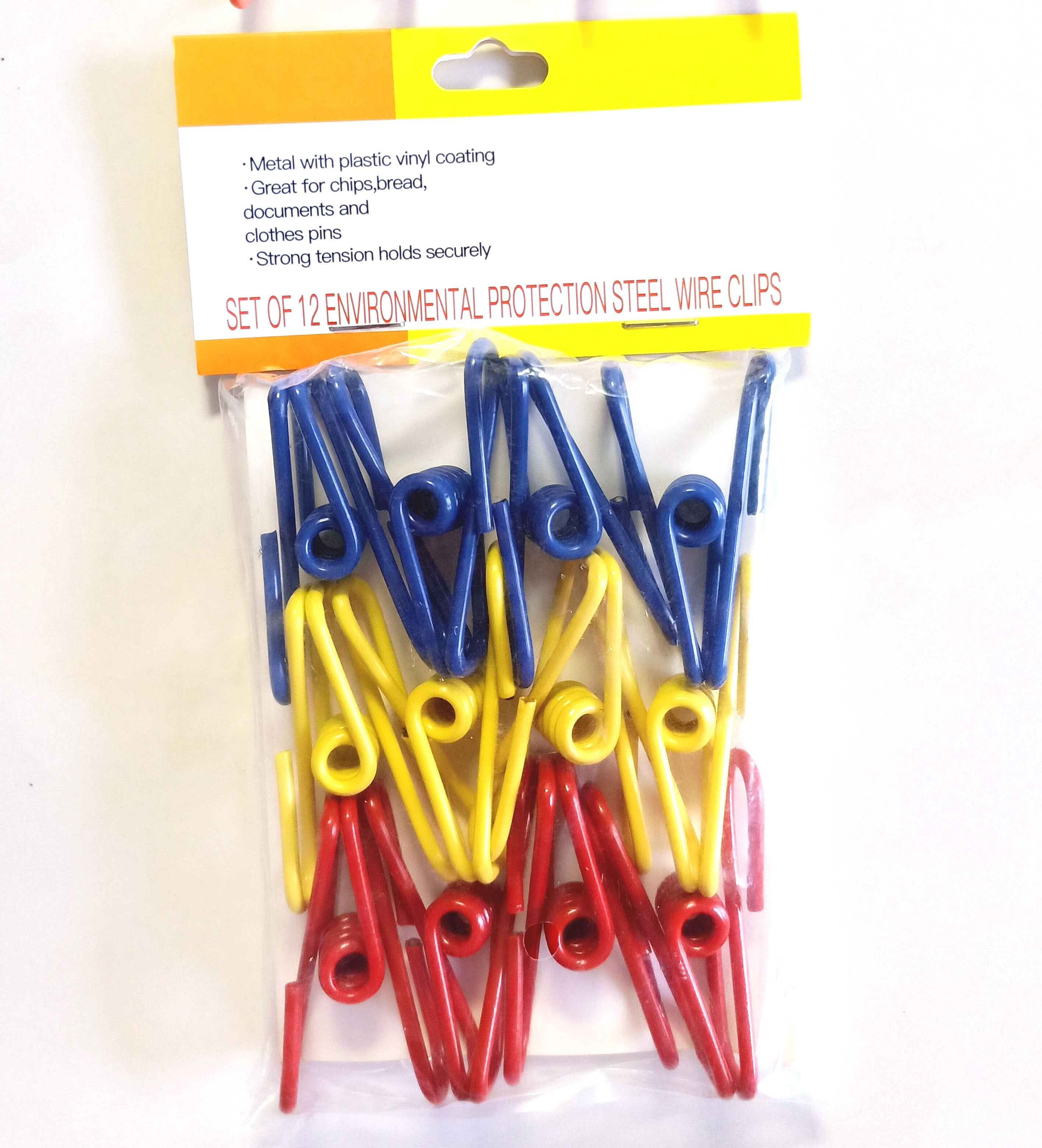 Buy Set Of 12 Steel Wire With Plastic Coating Clothes Clips Colored ...