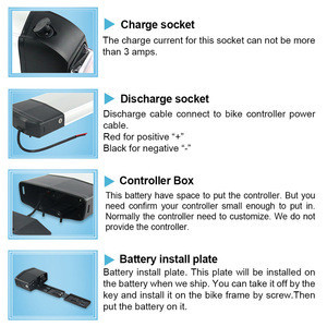 Buy Upp Rear Rack 36v 16ah 750w Electric Bicycle Battery With Charger ...