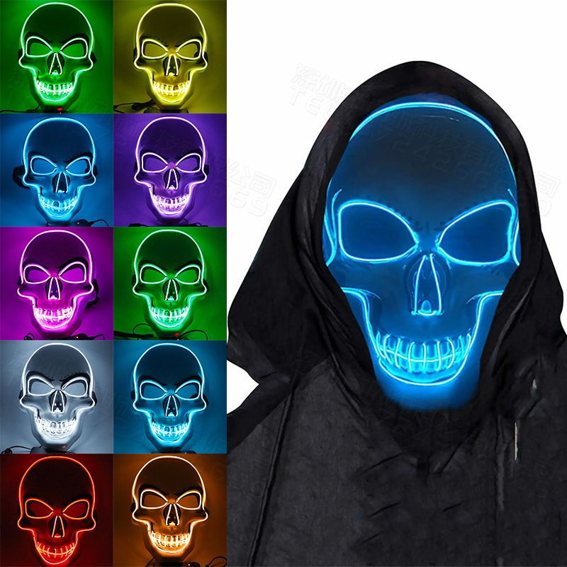 Buy Halloween Luminous Led Mask Horror Scream Creepy Skull Mask Flashy ...