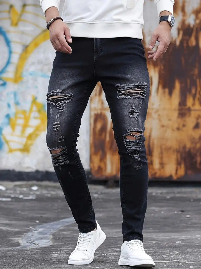 Buy Oem/odm Slim Fit Ripped Distress Denim Jeans from JL International ...