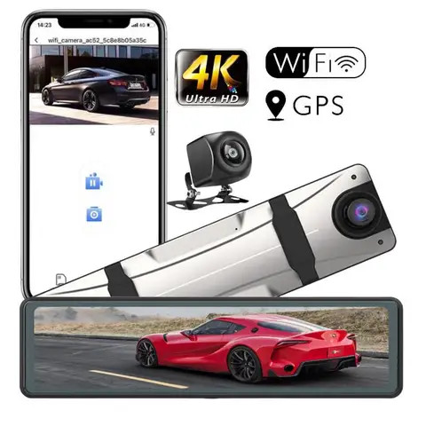 Buy 12" 4k 2160pcar Streaming Media Driving Recorder Hd 4k Rearview ...