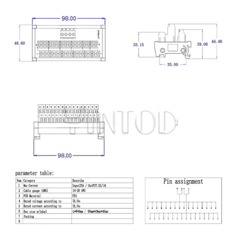 Buy 2 In 16 Out Terminal Blocks Module 25a Din Rail Panel Mounting ...
