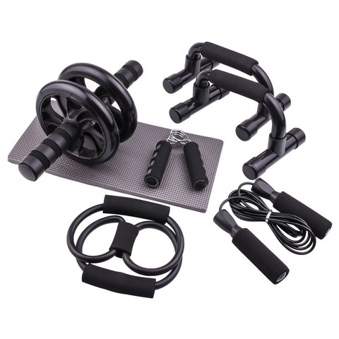 Buy 7-in-1 Ab Wheel Roller Kit With Push-up Bar Knee Mat Jump Rope Hand ...