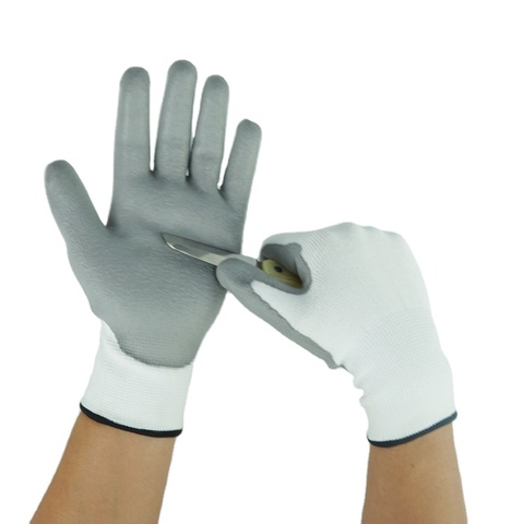 Buy Anti Cut Mechanic Work Hand Safety Protection Pu Palm Coating Cut ...