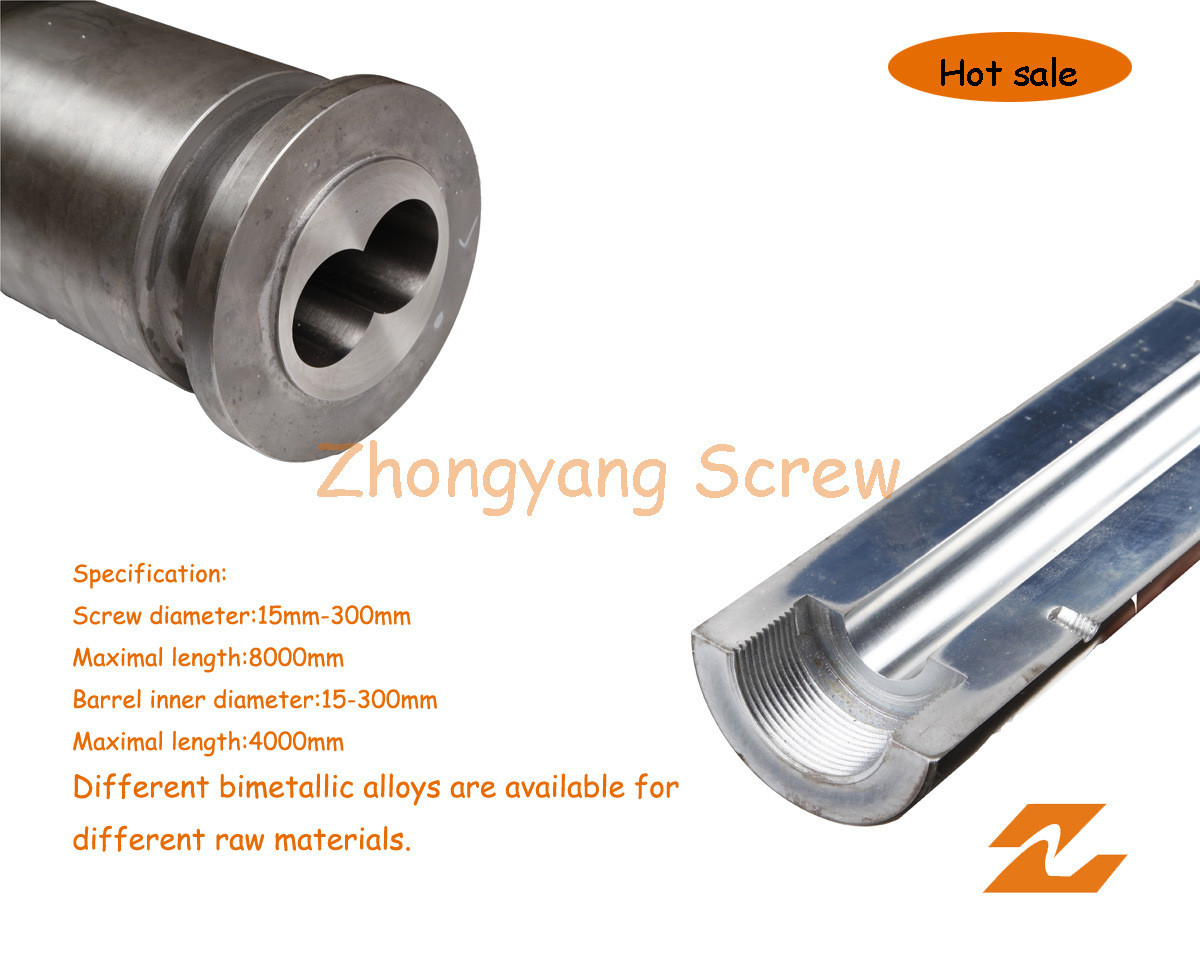 Buy Conical Twin Screw Barrel Bimetallic Double Screw Barrel For Pvc ...