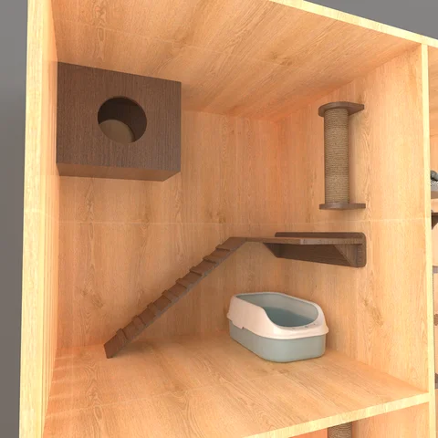 Buy Country-style Luxury Pet Bed With Built-in Cat Tree Tower Wooden ...