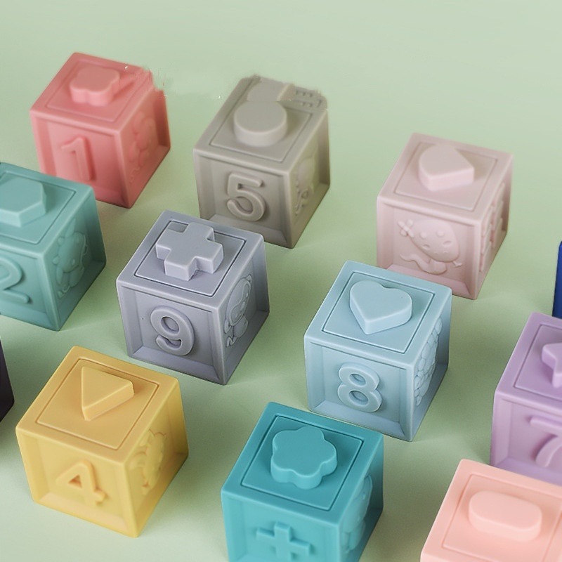 Buy Educational Childrens Soft Rubber Building Blocks Toys 12pcs Baby ...