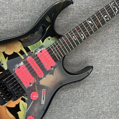 Buy Flower 7v Electric Guitar Pink Pickups Flower Body Maple Neck Black ...