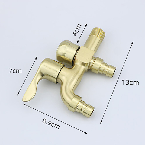 Buy Gold Double Water Outlet Washing Machine Faucet Brass Tap Polished ...
