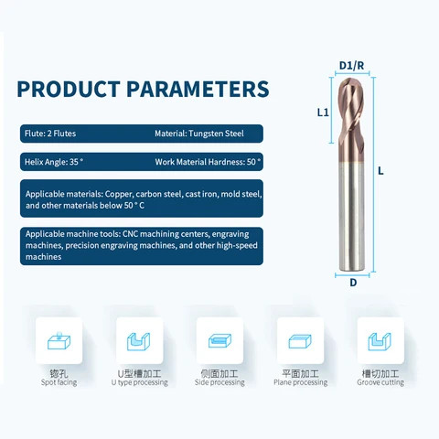 Buy High Performance Cnc Ball Nose End Mill Carbide End Mills from ...