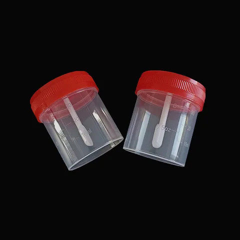 Buy Medical Screw Cap 40ml Specimen Collection Cup With Spoon Urine And ...