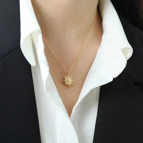 Buy New Arrival Sun Necklace Women Vintage Titanium Steel Collarbone ...