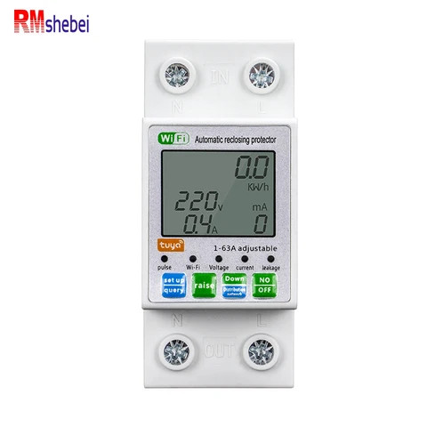 Buy Rmshebei Smartlife Wifi Mcb Energy Meter Kwh 63a 110v/220v Breaker ...