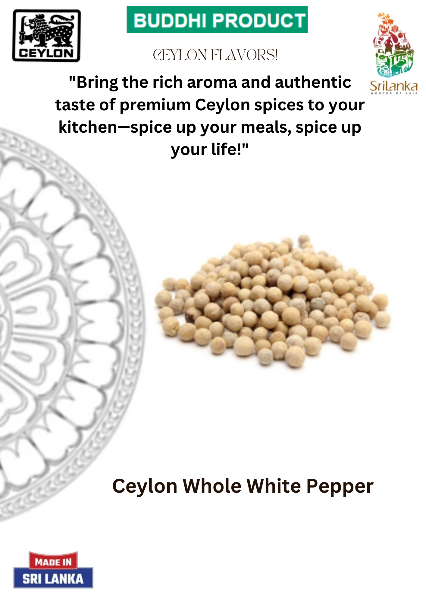 Buy Premium Ceylon White Whole Pepper - 100% Natural Sri Lankan Spice ...