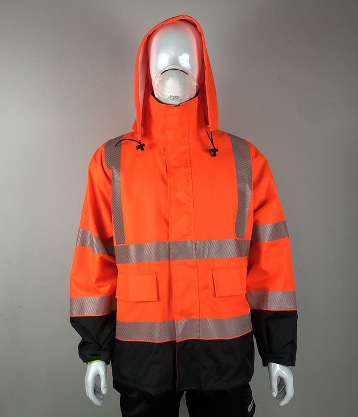 Hi Vis Orange Contrast Black Raincoat (hejkt014 Option2) from Suzhou ...