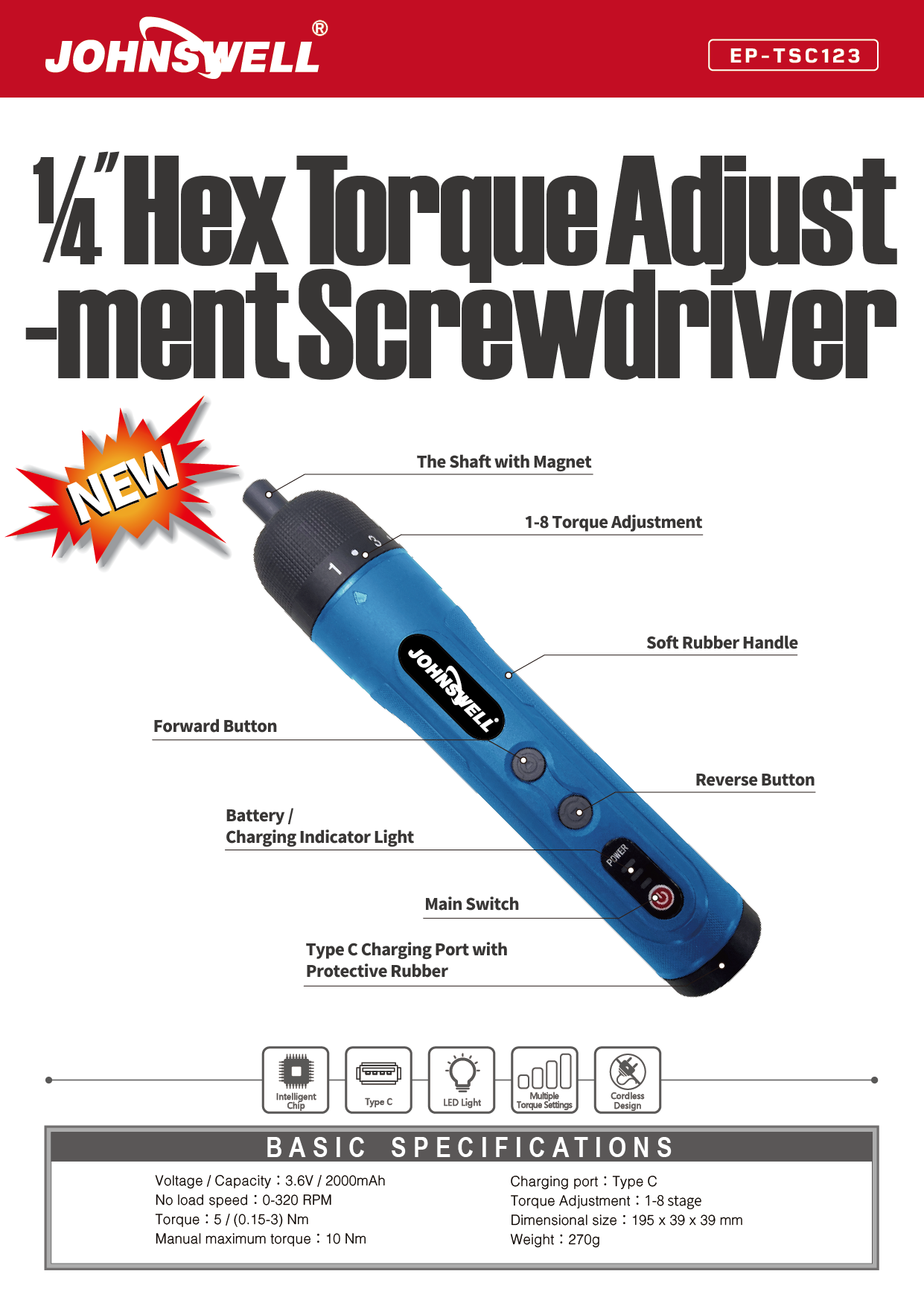 Buy 1/4" Hex Torque Adjustment Screw Driver from Johnswell Inc ...