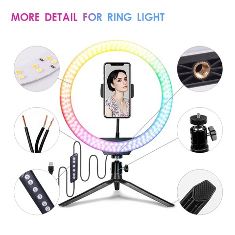 Buy 6/8/10/12/13/14/16/18 Inch Photographic Phone Holder Rgb Fill Lamp ...