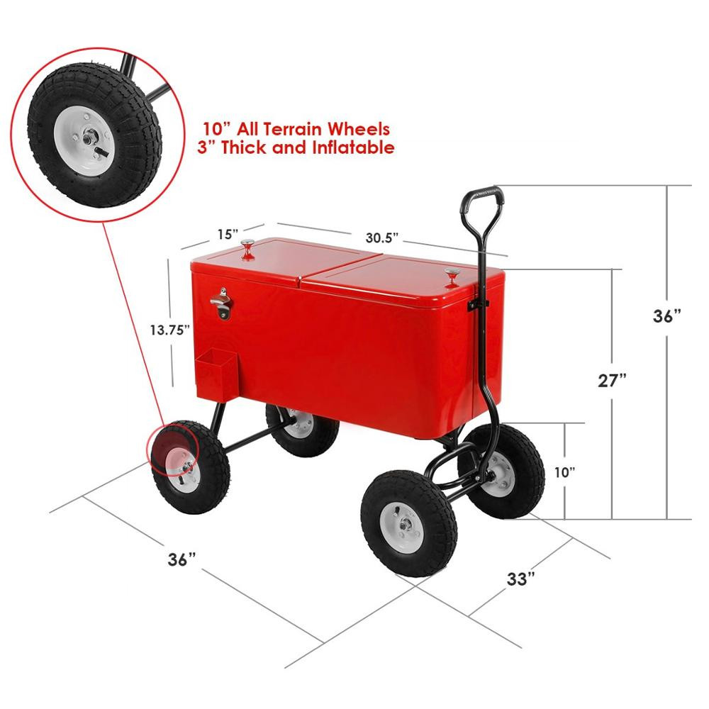 Buy 76l Metal Garden Ice Cooler Wagon With 10 Inch All Terrain Wheels ...
