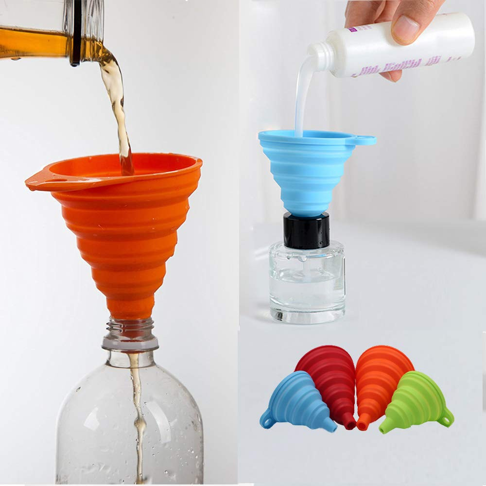 Buy Household Canning Funnel Silicone Collapsible Folding Funnel With ...