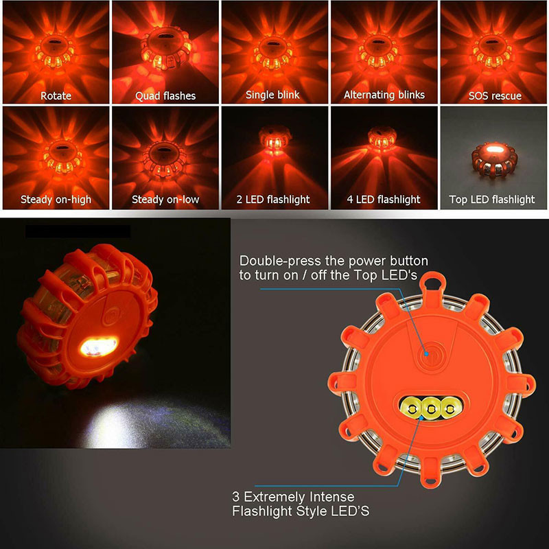 Buy Led Road Flares Flashing Warning Light Emergency Disc Safety Light ...