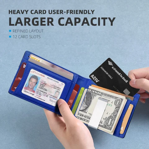 Buy Minimalist Mini Bifold Mens Wallet With Money Clip Slim Front ...