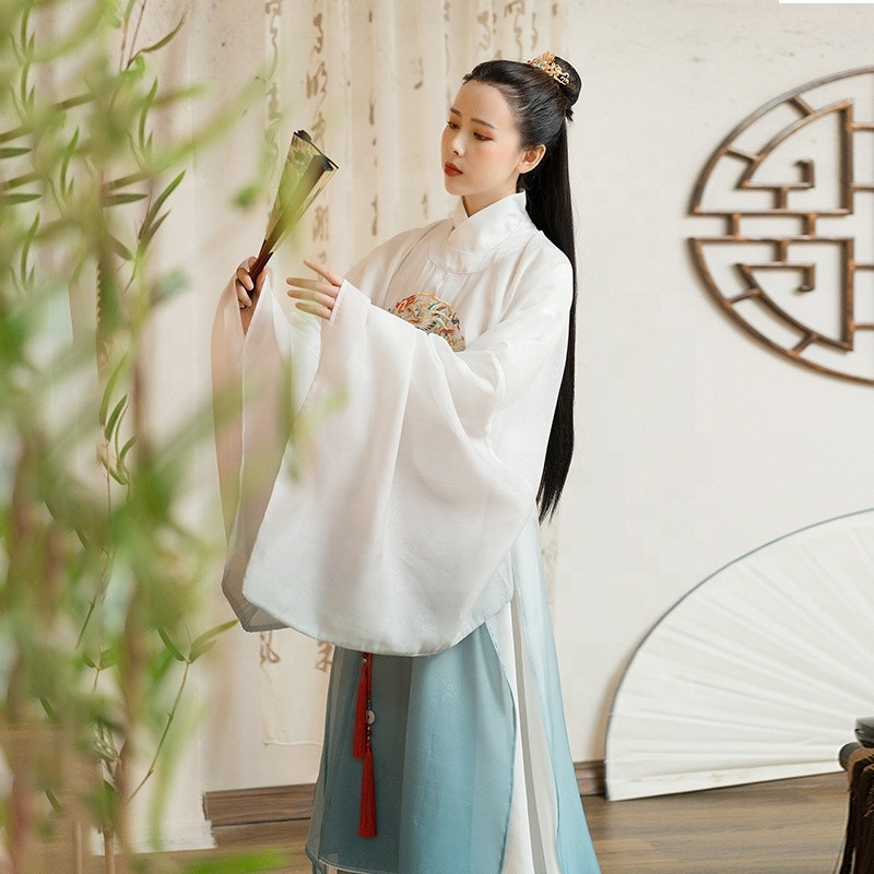 Buy National Ming Dynasty Robe Gown Hanfu With Round Collar Chinese ...