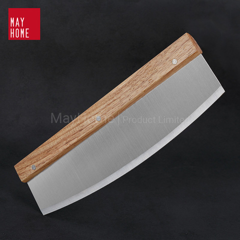 Buy Pizza Cutter Wooden Handle Pizza Blade Bbq Accessory Stainless ...