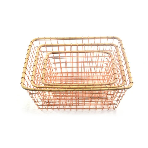 Buy Promotional Rose Gold Wire Mesh Storage Basket Set 3 ...
