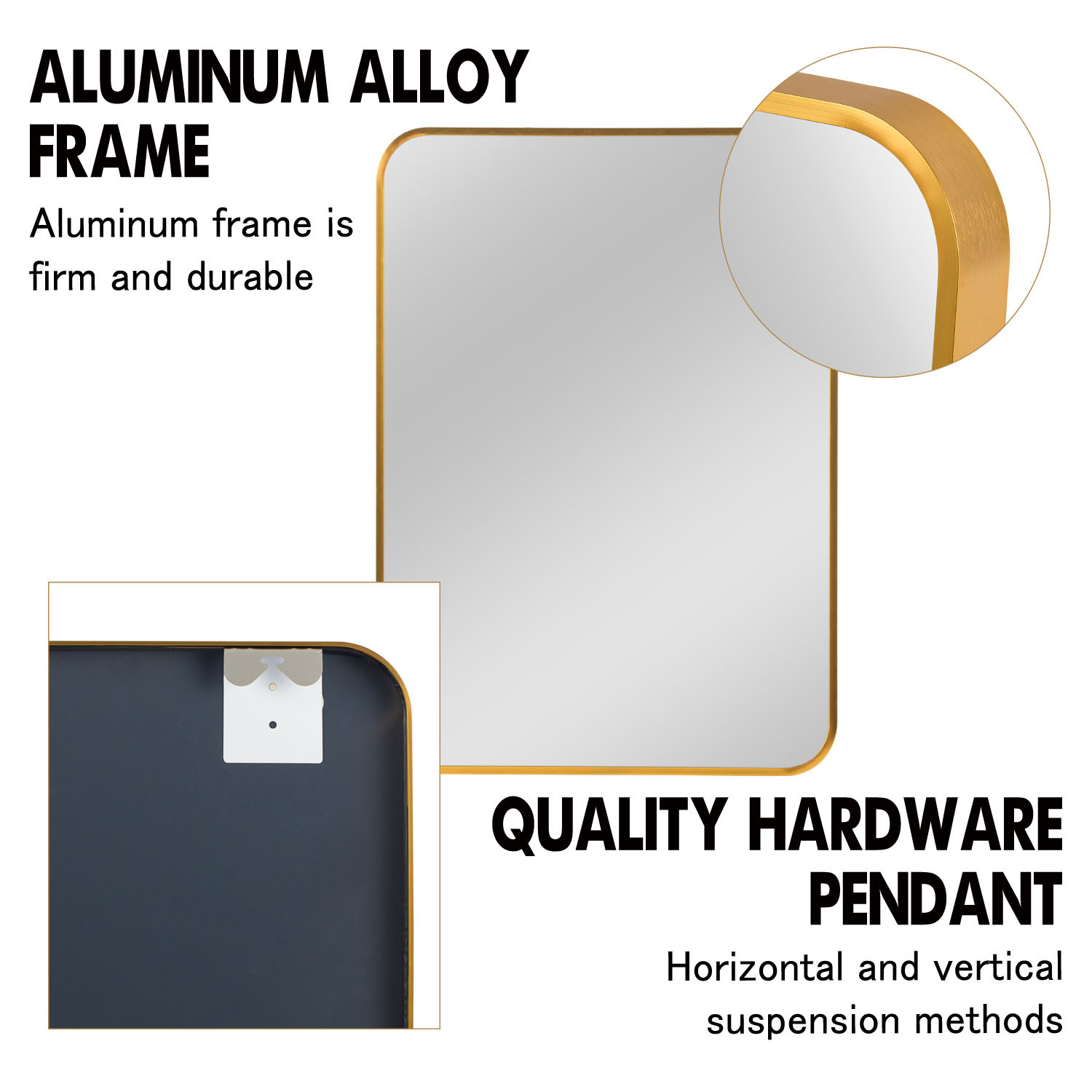 Buy Wide Purpose Dressing Mirror Rounded Corners Aluminum Alloy Frame ...