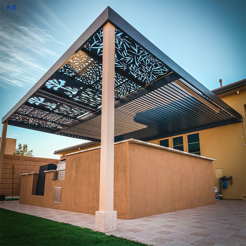 Buy Wood Look Automatic Gazebo Retractable Section Electric Louvered ...