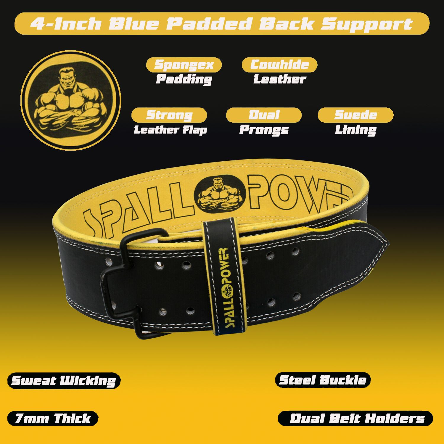 Buy Weight Lifting Leather Belt Lower Back Support 4 Inch Wide ...