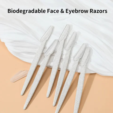 Buy 6 Piece Wheat Straw Eyebrow Razor Set Women Shaving Razor Eyebrow ...
