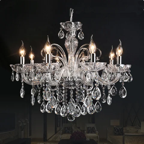 Buy Deluxe Modern Glass K9 Crystal Chandeliers Hanging Lighting In ...