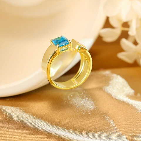 Buy Grace Jewelry Thick Wide Open Resizable Color Gemstone Gold Plated ...