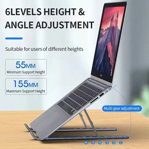 Buy Height Adjustable Aluminum Foldable Laptop Stand Standing Home ...