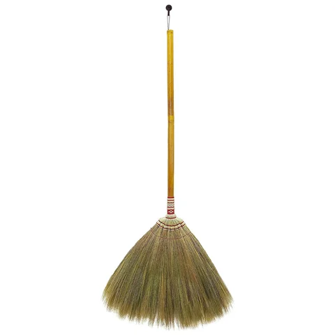 Buy Indoor Lawn Broom With Bamboo Handled Broom For Floor Cleaning ...