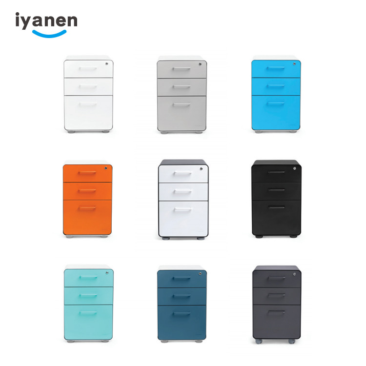 Buy Iyanen Black Round Fixed Footing Thin Edge Metal Handle 3 Drawers ...
