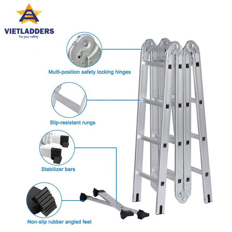 Buy Nvlg-45a Vietladders Multipurpose Aluminum Ladders 6 Joints Ladder ...