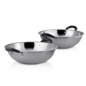 Buy Private Label Commercial Wok Pan 40cm Stainless Steel Cooking Wok ...