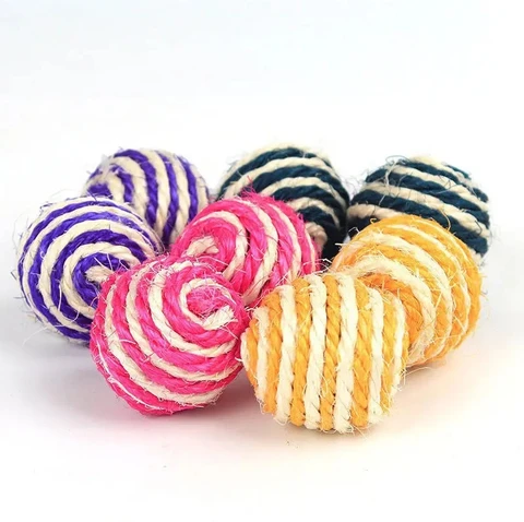 Buy Relipetwholesale Small Colorful Striped Teaser Cat Sisal Ball ...