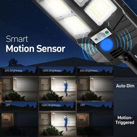 Buy Solar Street Lights Dusk To Dawn Motion Sensor Remote Control Solar ...
