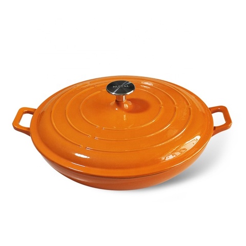 Buy Stron Thai 32 Cm Green Cast Iron Cookware Enamel Round Shallow Cast ...