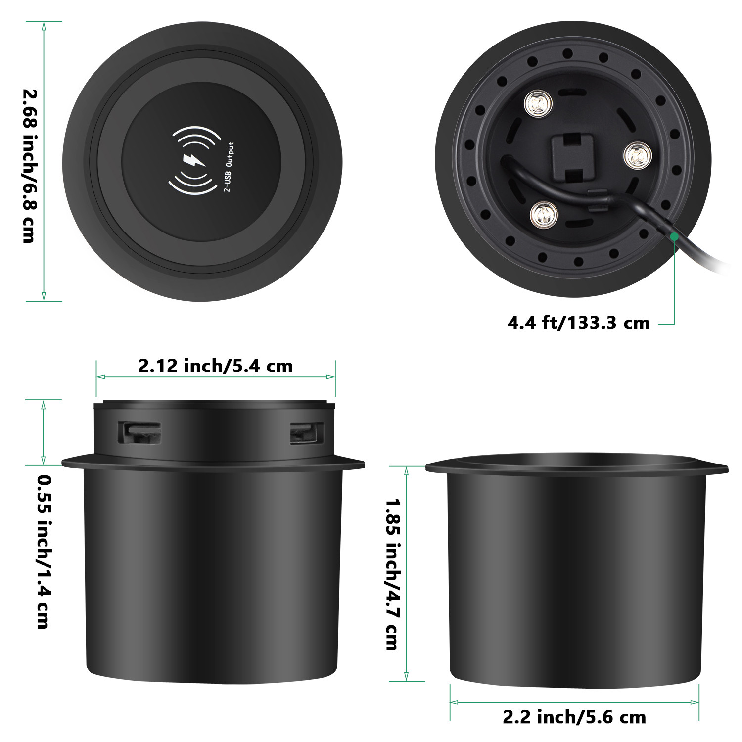 Buy Table Insert Wireless Charger, 12v Pop-up Furniture Qi Charger With ...