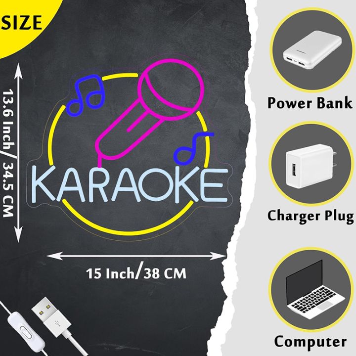 Buy Karaoke Neon Sign Personalized Neon Sign For Game Room And Music ...