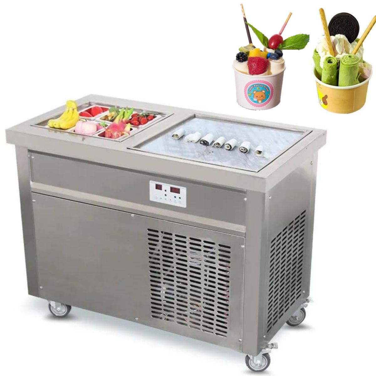 Buy 1006s Commercial Cold Plate Ice Cream Machine Single Pan With 6 ...