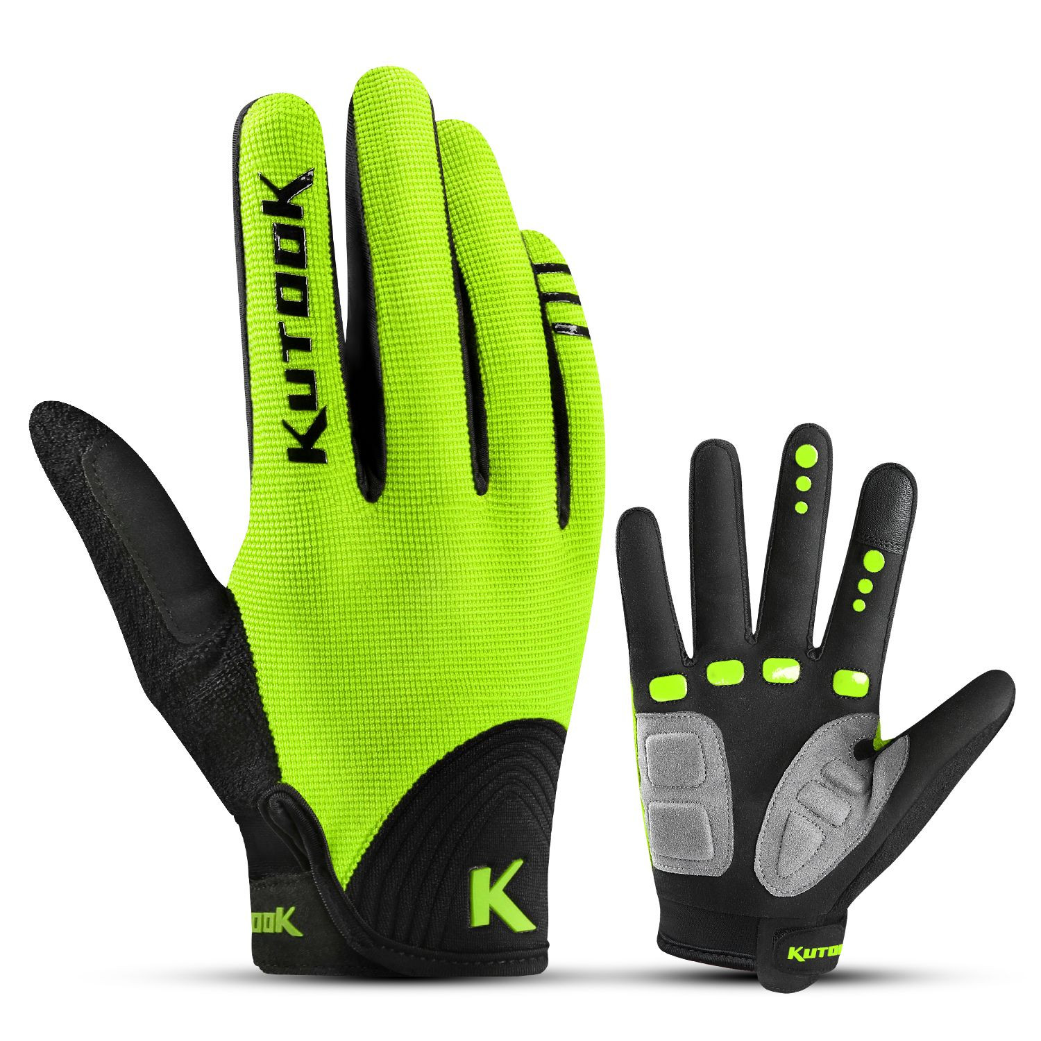 Buy Kutook Cycling Gloves Full Finger Touch Screen Wear Resistant With Shock Absorbing Pad Bike ...