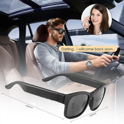 Buy 12a Pro Smart Glasses Bt Waterproof Sunglasses Open Ear Audio ...